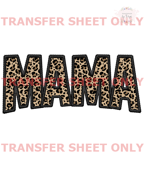 Mama Leopard Faux Embroidery (IRON ON TRANSFER SHEET ONLY) – Handmade ...