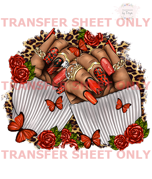 Afro Rose Nails (IRON ON TRANSFER SHEET ONLY) – Handmade by Toya