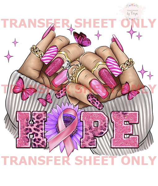 Hope Cancer Nails (IRON ON TRANSFER SHEET ONLY) – Handmade by Toya