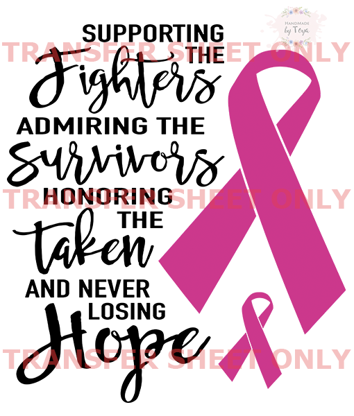 Support Hope Ribbon Quote (IRON ON TRANSFER SHEET ONLY) – Handmade by Toya