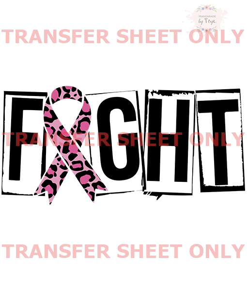 Fight Pink Leopard Ribbon (IRON ON TRANSFER SHEET ONLY) – Handmade by Toya