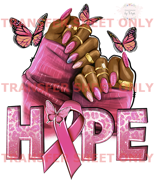 Hope Pink Ribbon Nails (IRON ON TRANSFER SHEET ONLY) – Handmade by Toya