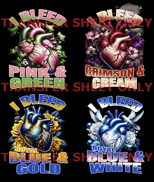 I Bleed Sorority Greek (IRON ON TRANSFER SHEET ONLY) – Handmade by Toya